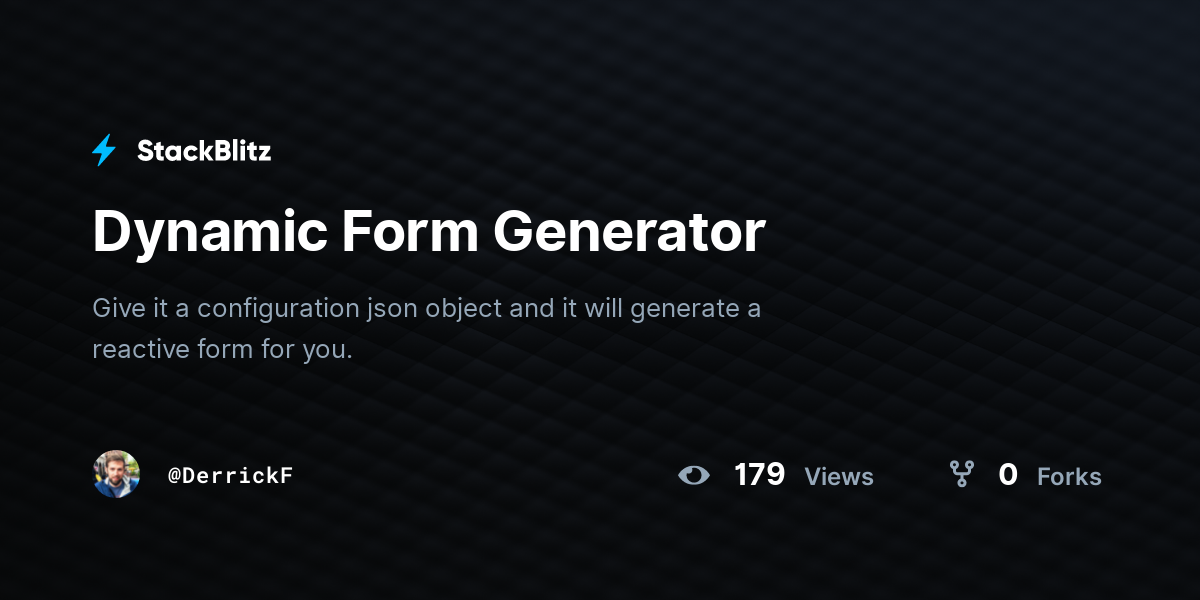 Dynamic Form Generator - StackBlitz