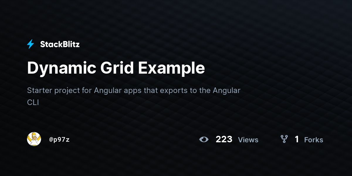 Dynamic Grid Example - StackBlitz