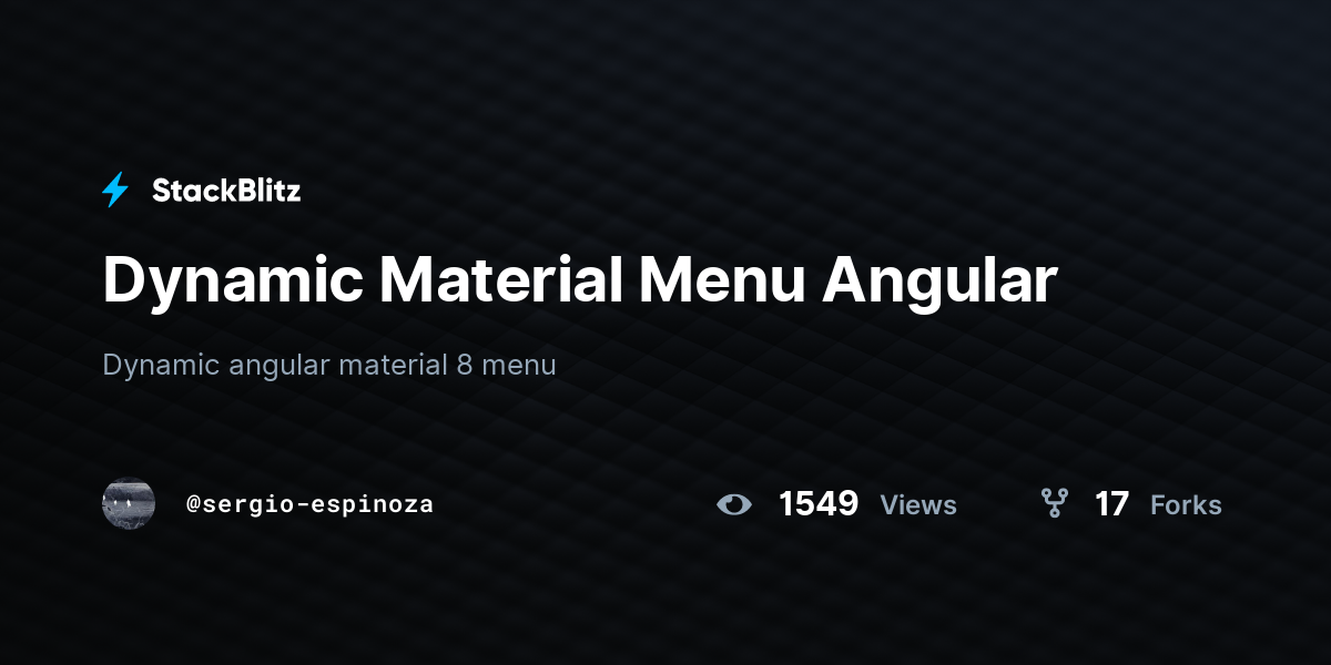Dynamic Material Menu Angular - StackBlitz