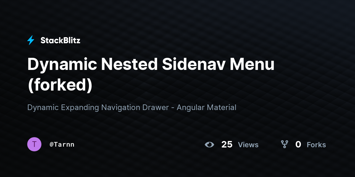 Dynamic Nested Sidenav Menu (forked) - StackBlitz Dynamic Nested Sidenav Menu (forked) - StackBlitz