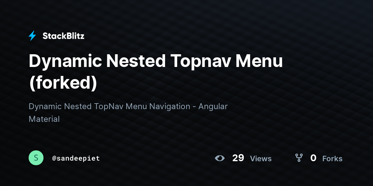 Dynamic Nested Topnav Menu (forked) - StackBlitz Dynamic Nested Topnav Menu (forked) - StackBlitz