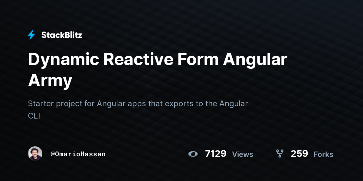 Dynamic Reactive Form Angular Army - StackBlitz