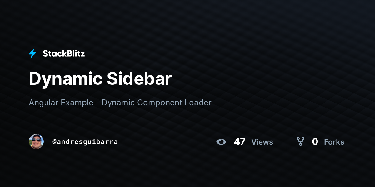 Dynamic Sidebar - StackBlitz