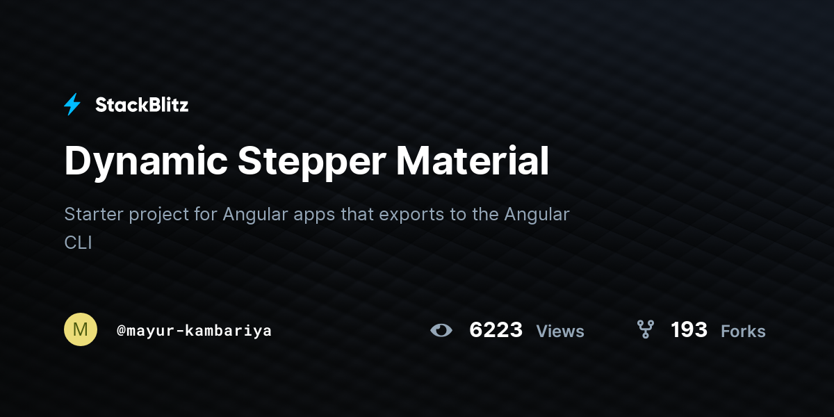 Dynamic Stepper Material Stackblitz