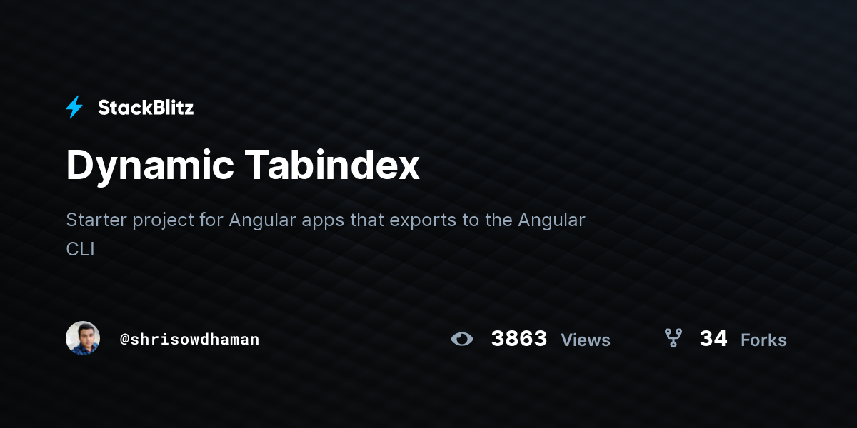 Dynamic Tabindex - StackBlitz