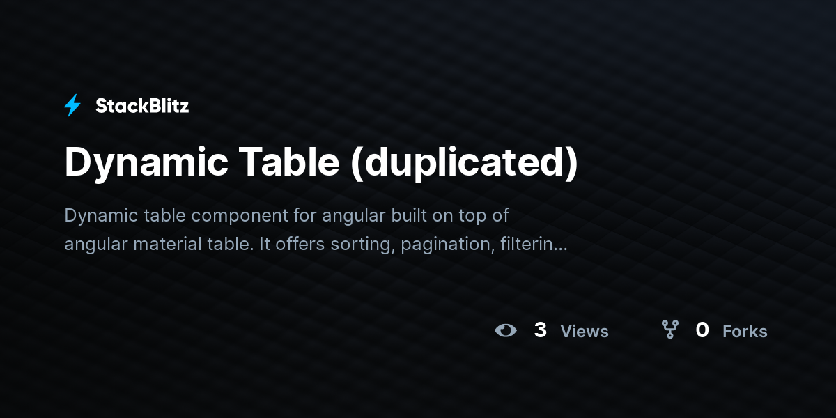 Dynamic Table (duplicated) - StackBlitz