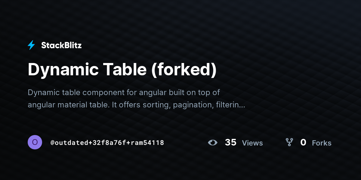 Dynamic Table (forked) - StackBlitz
