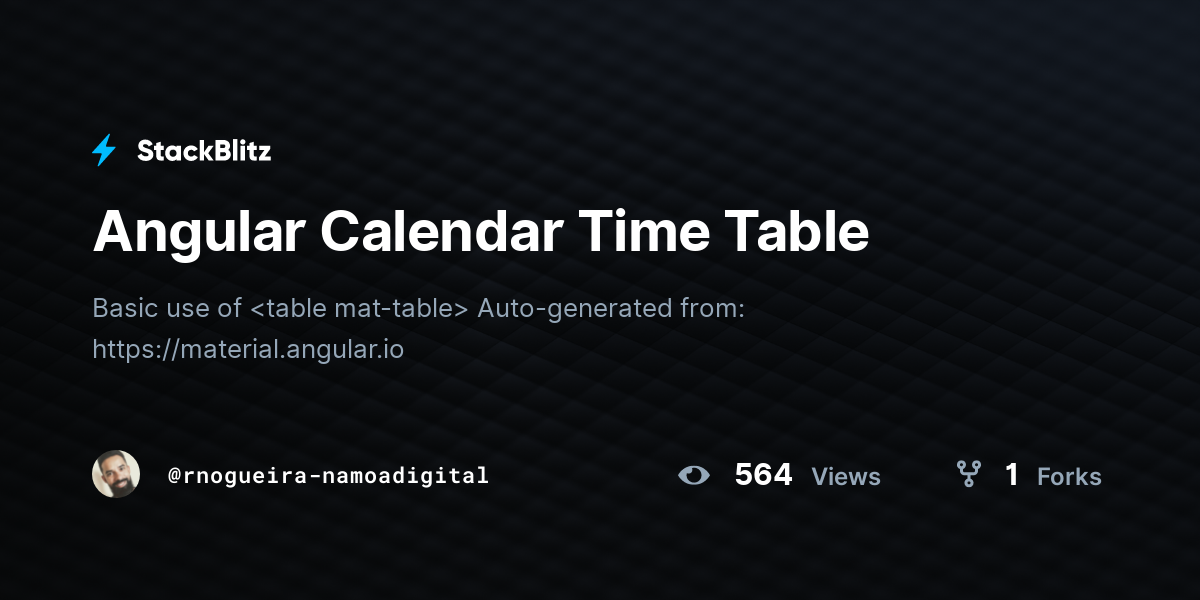 Angular Calendar Time Table - StackBlitz
