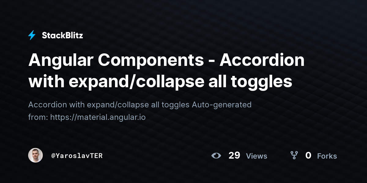 Angular Components - Accordion with expand/collapse all toggles - StackBlitz