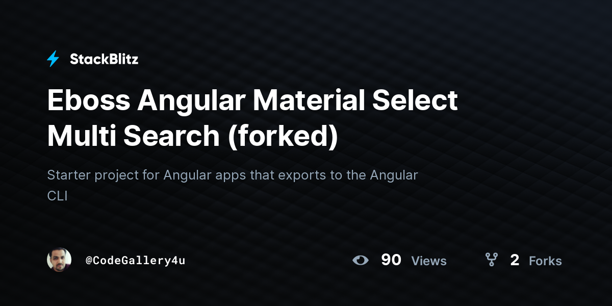 Eboss Angular Material Select Multi Search (forked) - StackBlitz