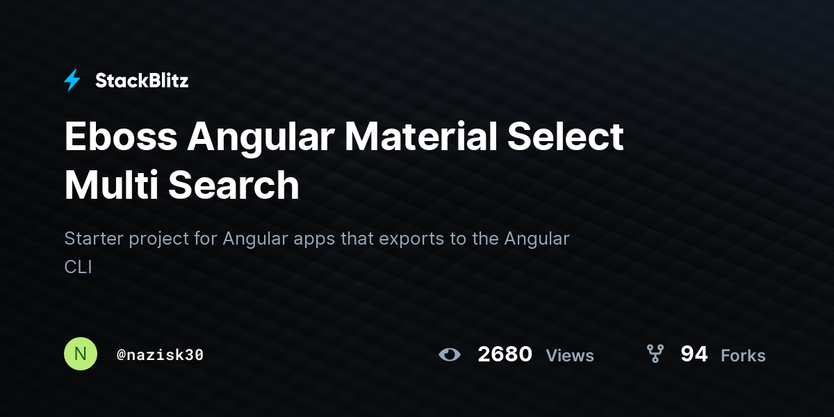 Eboss Angular Material Select Multi Search - StackBlitz