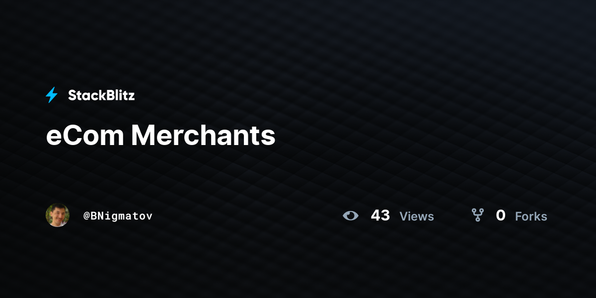 eCom Merchants - StackBlitz