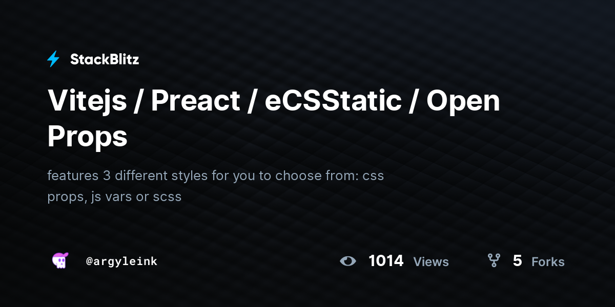 Vitejs / Preact / eCSStatic / Open Props - StackBlitz