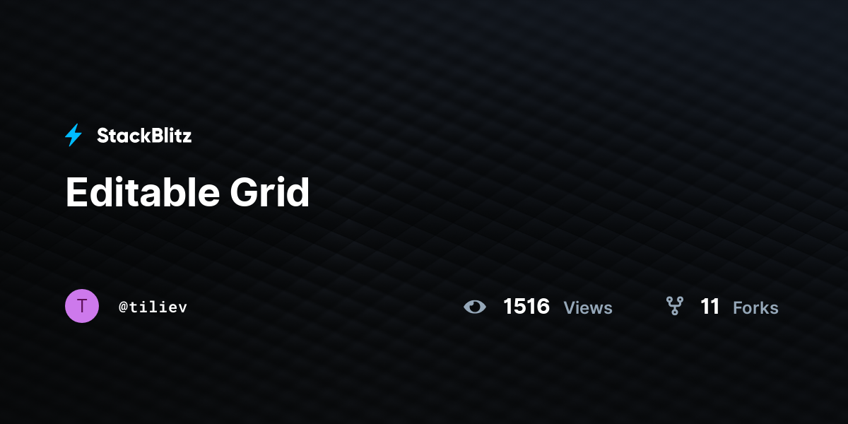 Editable Grid - StackBlitz
