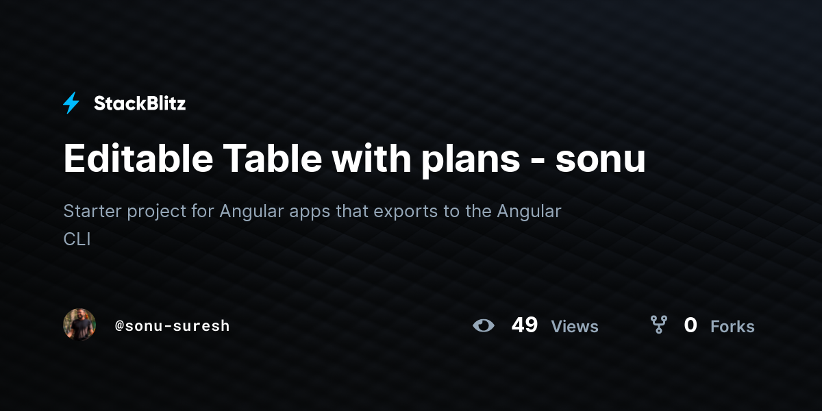 Editable Table with plans - sonu - StackBlitz