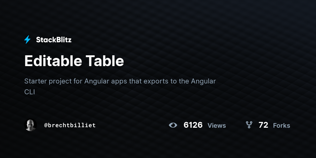 Editable Table - StackBlitz