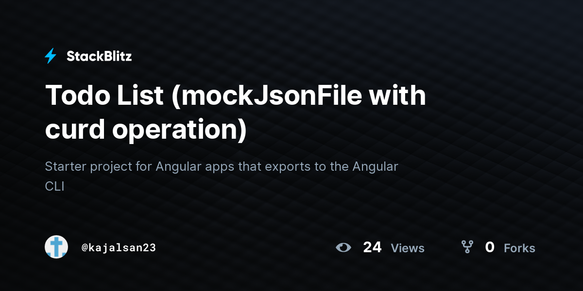 Todo List (mockJsonFile with curd operation) - StackBlitz Todo List (mockJsonFile with curd operation) - StackBlitz