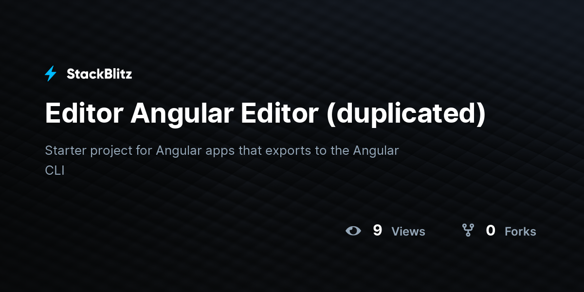 Editor Angular Editor (duplicated) - StackBlitz