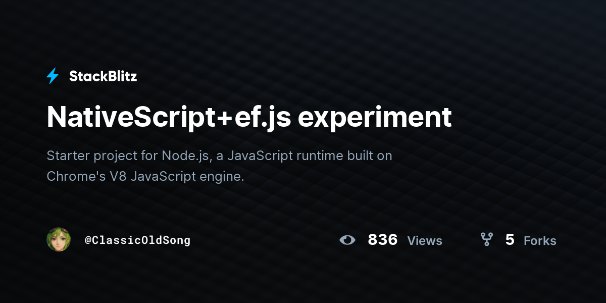 NativeScript+ef.js experiment - StackBlitz