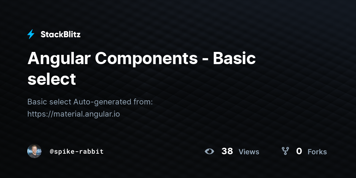 Angular Components - Basic select - StackBlitz