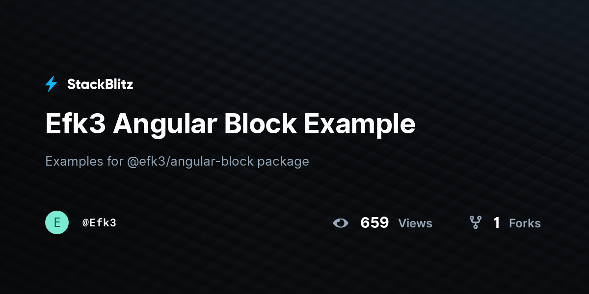 Efk3 Angular Block Example - StackBlitz