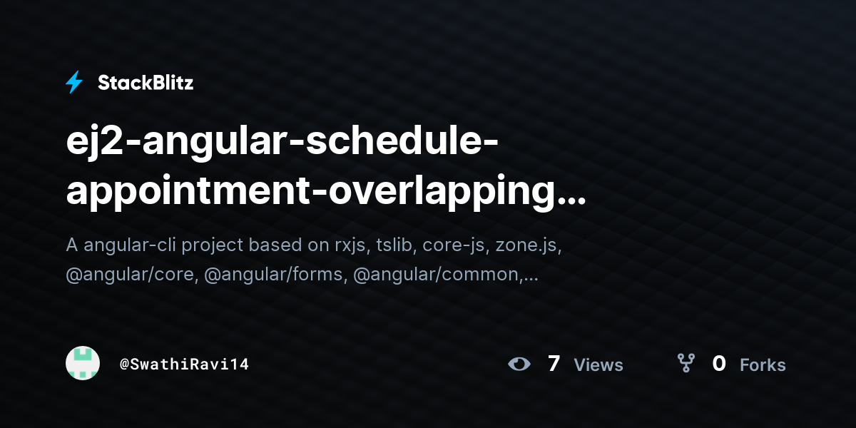 ej2-angular-schedule-appointment-overlapping (forked) - StackBlitz ej2-angular-schedule-appointment-overlapping (forked) - StackBlitz