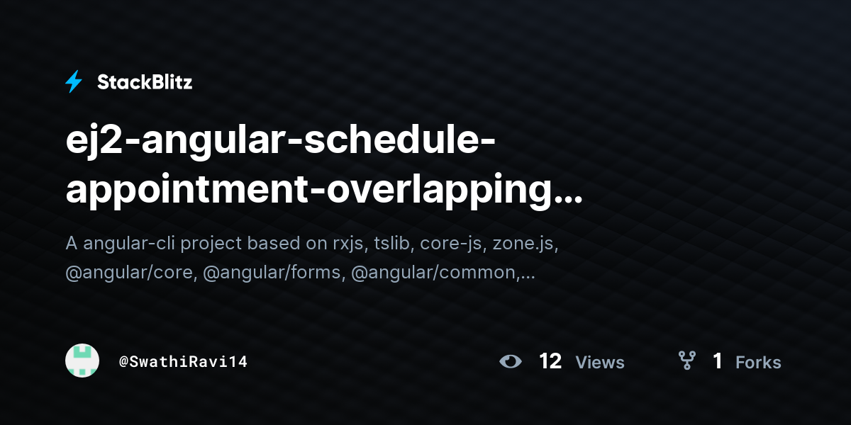 ej2-angular-schedule-appointment-overlapping (forked) - StackBlitz ej2-angular-schedule-appointment-overlapping (forked) - StackBlitz