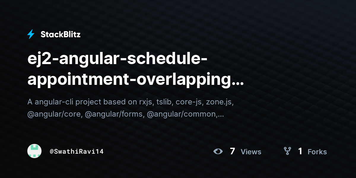 ej2-angular-schedule-appointment-overlapping (forked) - StackBlitz ej2-angular-schedule-appointment-overlapping (forked) - StackBlitz