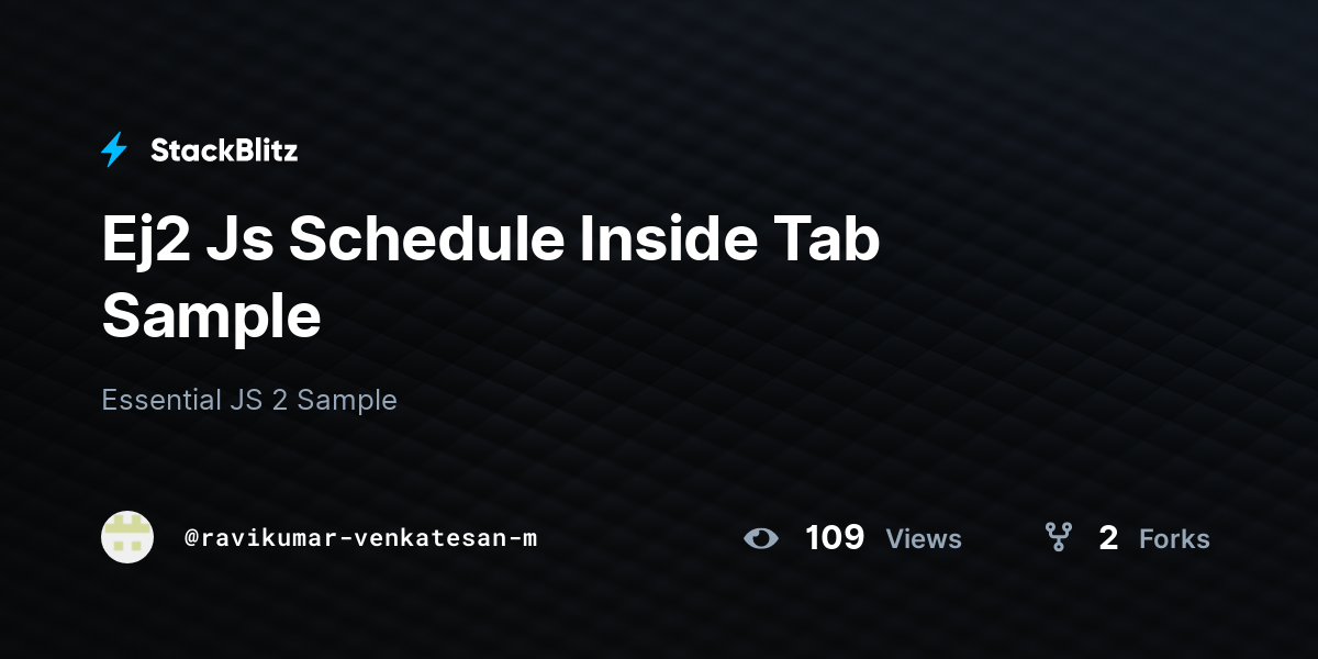 Ej2 Js Schedule Inside Tab Sample - StackBlitz
