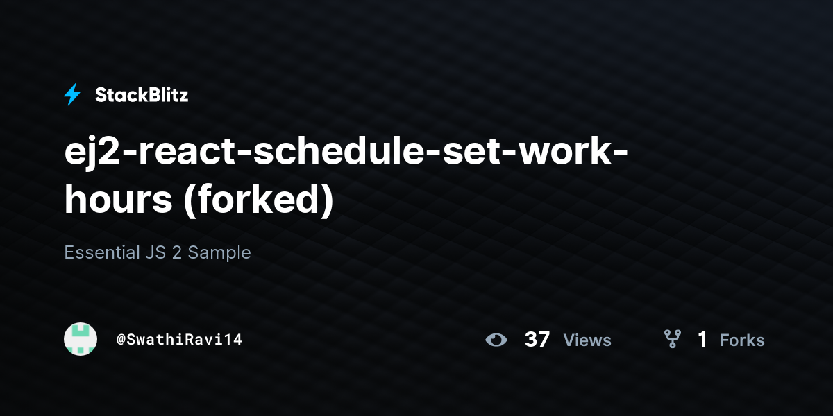 Ej2 React Schedule Set Work Hours Forked Stackblitz 