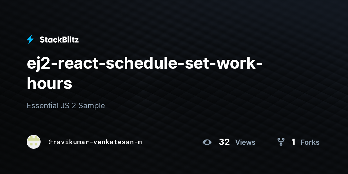 ej2-react-schedule-set-work-hours - StackBlitz ej2-react-schedule-set-work-hours - StackBlitz