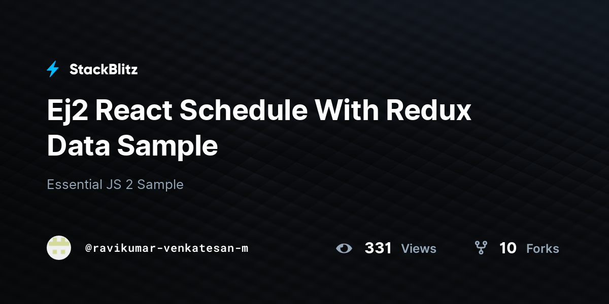 Ej2 React Schedule With Redux Data Sample - StackBlitz Ej2 React Schedule With Redux Data Sample - StackBlitz