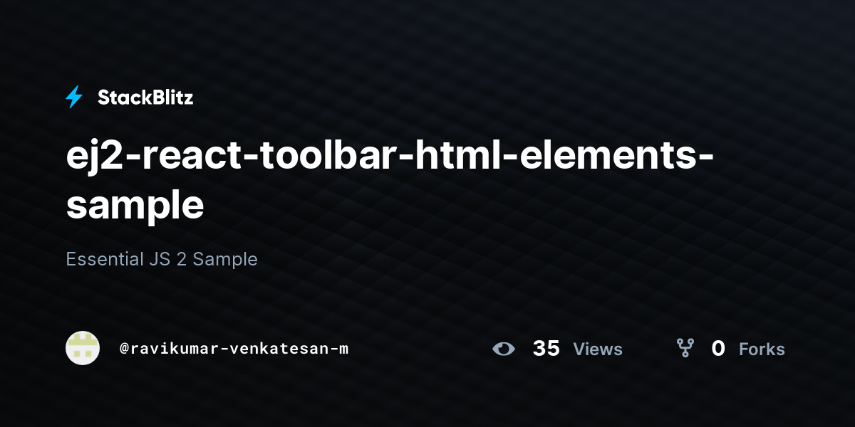 ej2-react-toolbar-html-elements-sample - StackBlitz ej2-react-toolbar-html-elements-sample - StackBlitz
