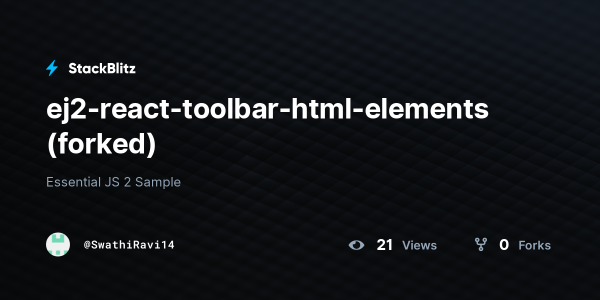 ej2-react-toolbar-html-elements (forked) - StackBlitz ej2-react-toolbar-html-elements (forked) - StackBlitz