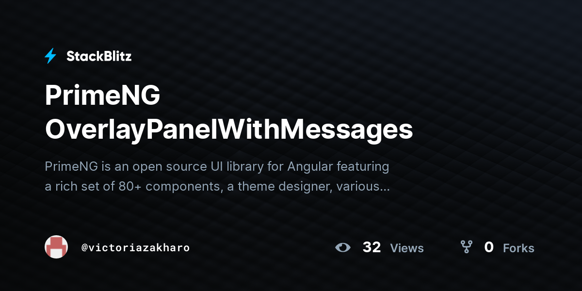 PrimeNG OverlayPanelWithMessages - StackBlitz