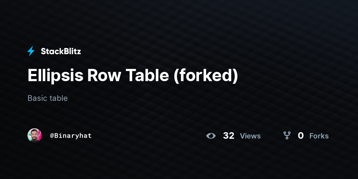 Ellipsis Row Table (forked) - StackBlitz Ellipsis Row Table (forked) - StackBlitz
