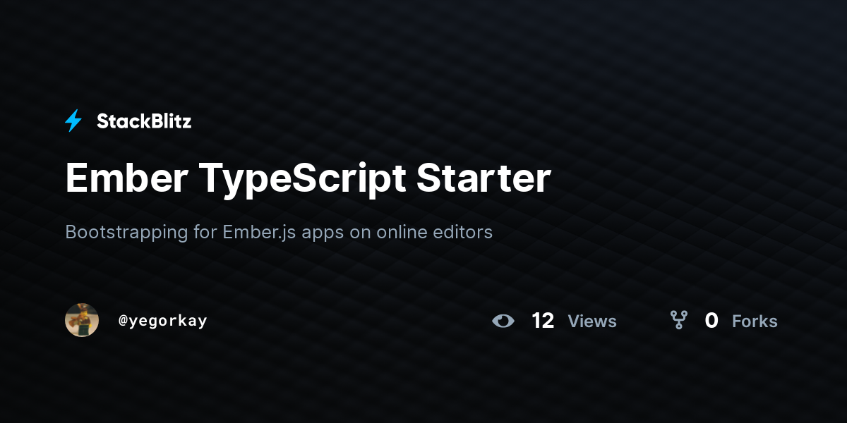 Ember TypeScript Starter - StackBlitz