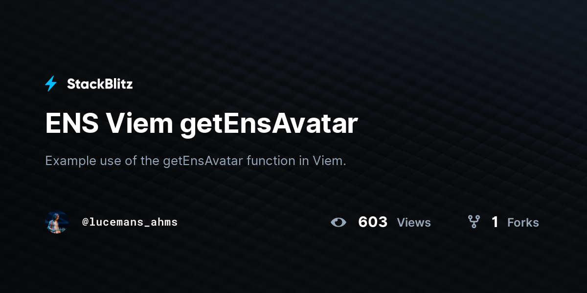 ENS Viem getEnsAvatar - StackBlitz