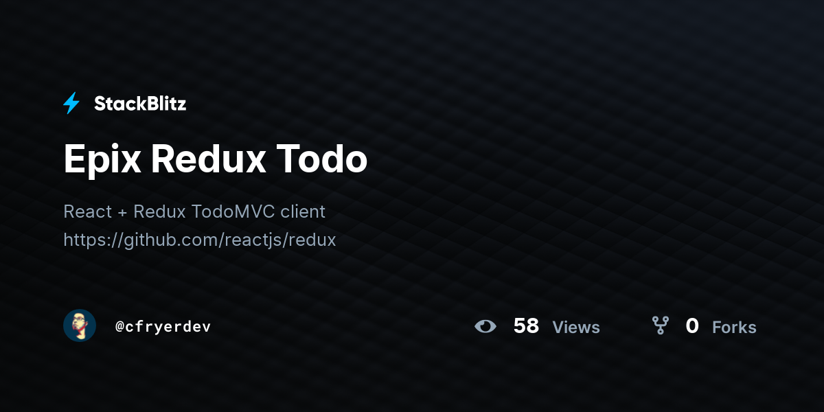Epix Redux Todo - StackBlitz Epix Redux Todo - StackBlitz
