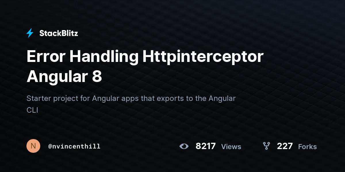 Error Handling Httpinterceptor Angular 8 - StackBlitz