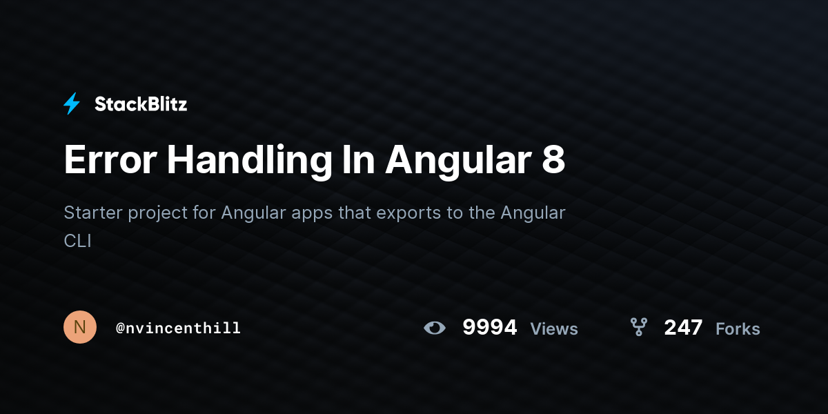 Error Handling In Angular 8 - StackBlitz