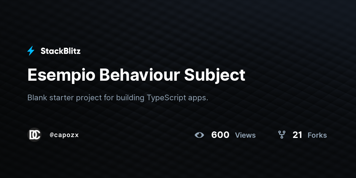 Esempio Behaviour Subject - StackBlitz Esempio Behaviour Subject - StackBlitz
