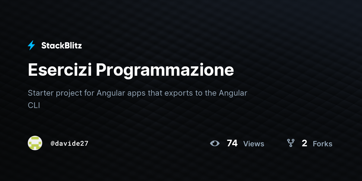 Esercizi Programmazione - StackBlitz