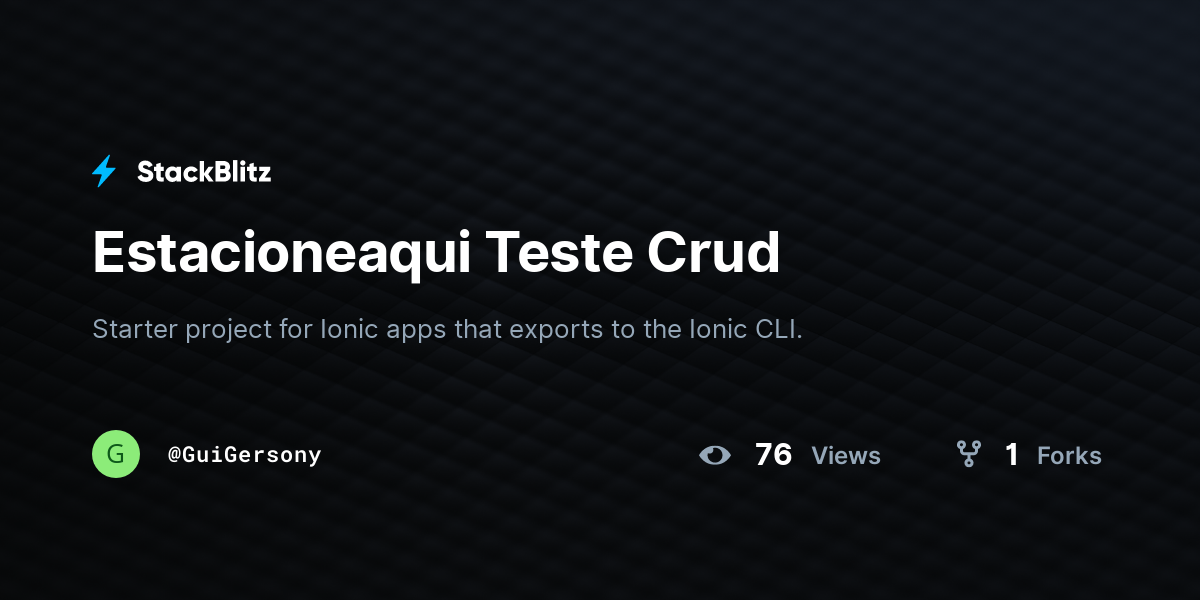 Estacioneaqui Teste Crud Stackblitz