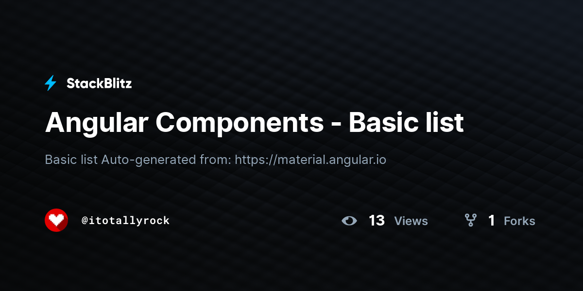 Angular Components - Basic list - StackBlitz