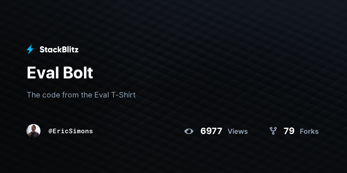 Eval Bolt - StackBlitz