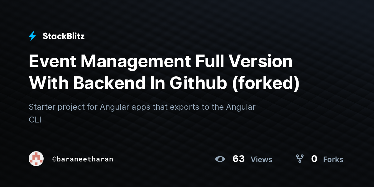 Event Management Full Version With Backend In Github (forked) - StackBlitz