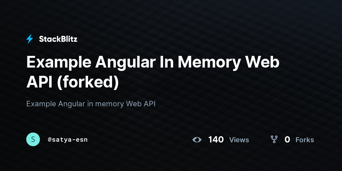 Example Angular In Memory Web API (forked) - StackBlitz