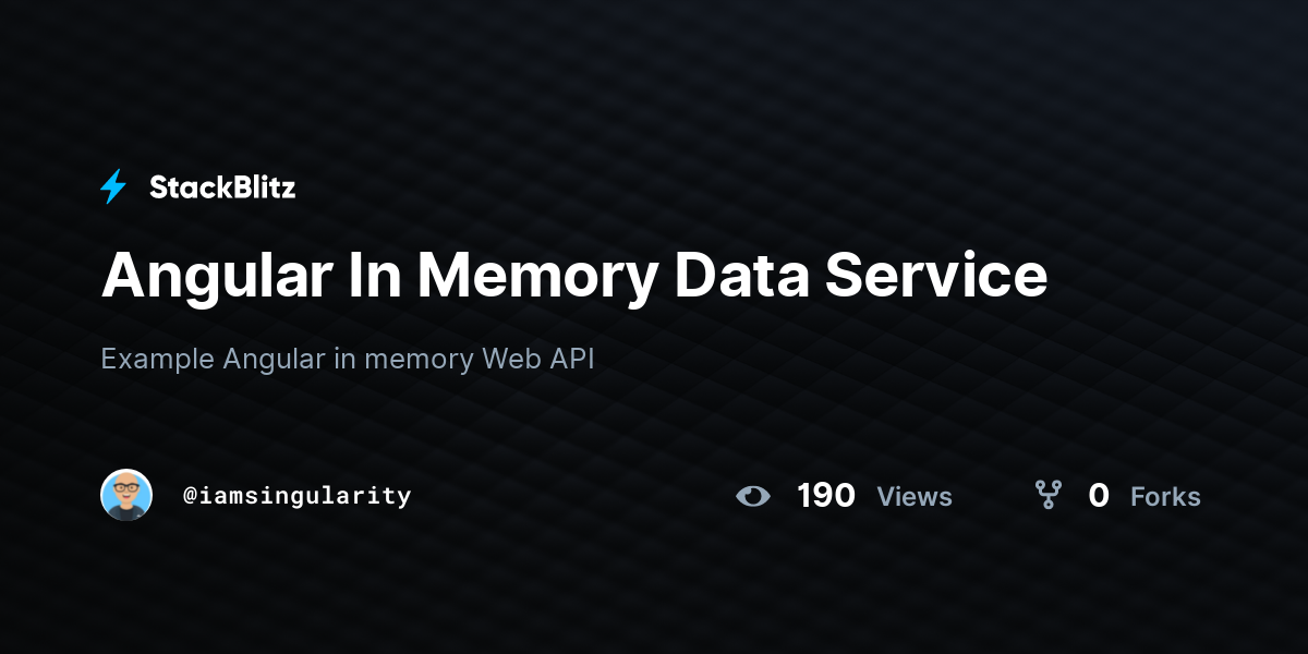 Angular In Memory Data Service - StackBlitz Angular In Memory Data Service - StackBlitz