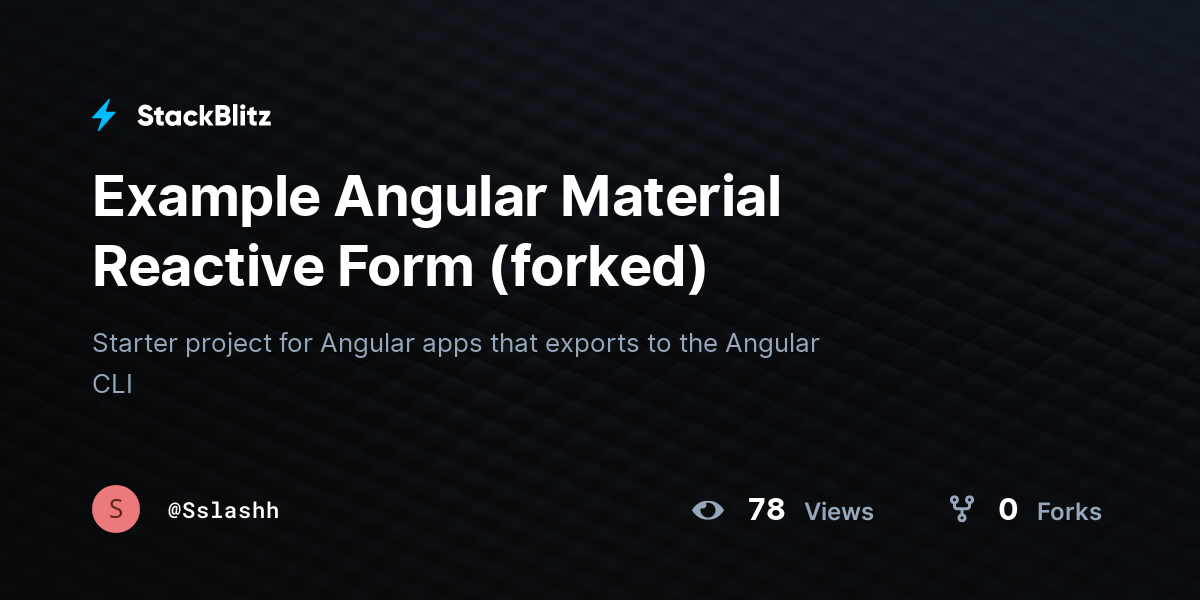 Example Angular Material Reactive Form (forked) - StackBlitz